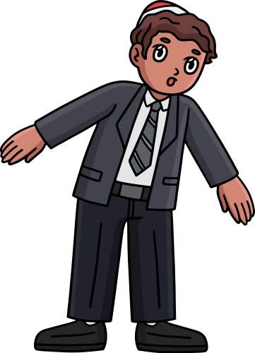 Bar mitzvah boy wearing a tallit cartoon clipart Vector Image