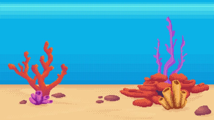 Pixel Coral Reef Icon Royalty Free Vector Image