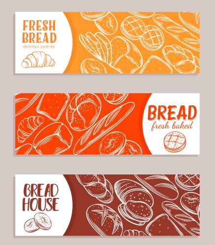 Bread sketch banners for bakery shop Royalty Free Vector