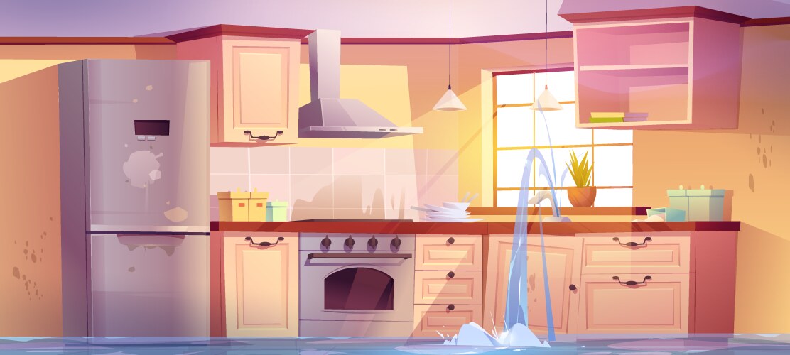 Cartoon kitchen counter with appliances Royalty Free Vector