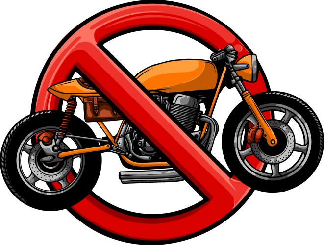 Motorcycle prohibition sign Royalty Free Vector Image