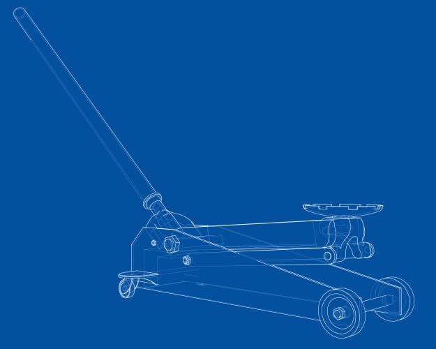 Hydraulic car jack isometric drawings Royalty Free Vector