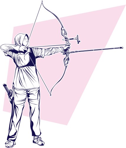 Archer lady pose 1 indonesian fighter Royalty Free Vector