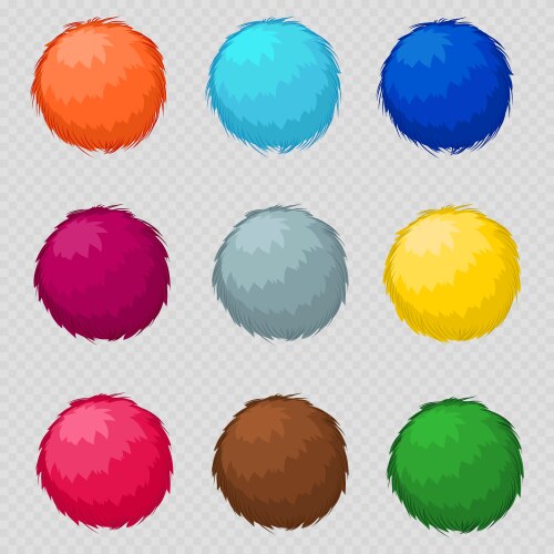 Realistic detailed 3d colorful pom poms set Vector Image