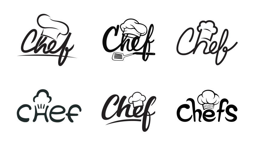 Creative chef hat symbol text font letter logo Vector Image