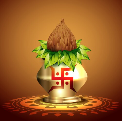 Hindu worship kalash Royalty Free Vector Image