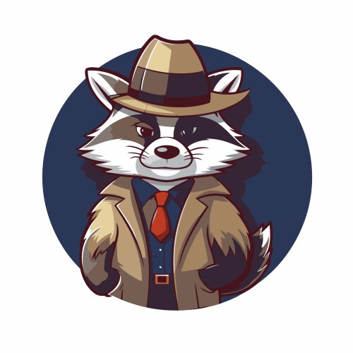 A raccoon gangster wearing hat and sunglasses Vector Image