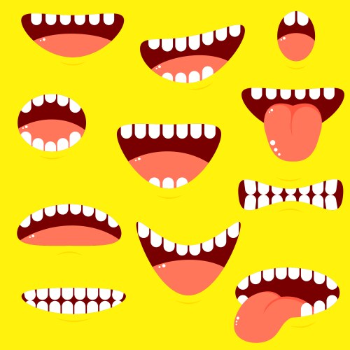 Cartoon Cute Monster Mouths Set With Different Vector Image