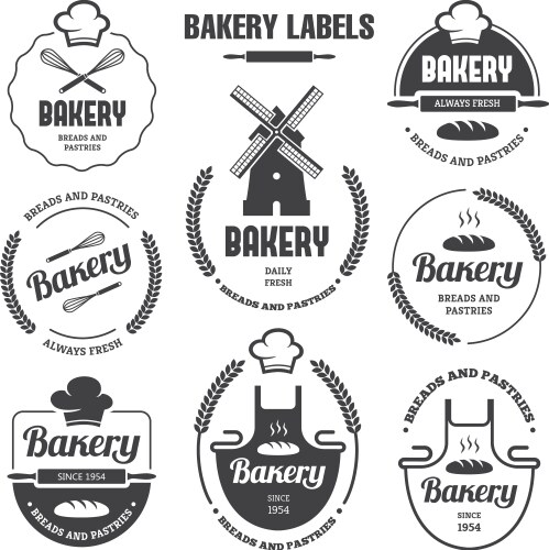 Black and white baking symbols for design Vector Image