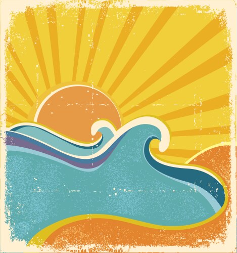 Sea waves poster Royalty Free Vector Image - VectorStock