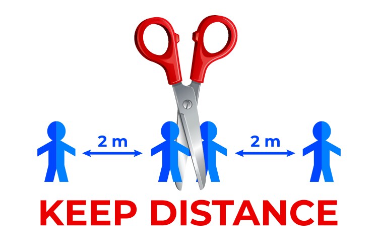 Keep your distance font design with kids showing Vector Image