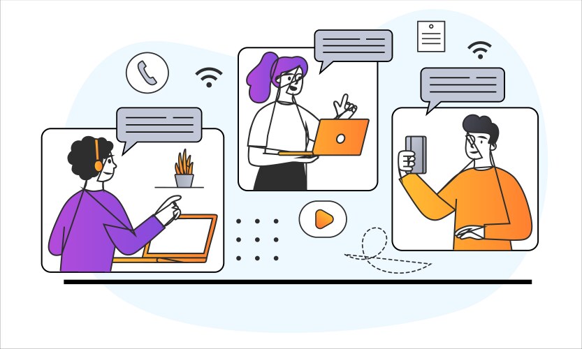 Social media outline web modern concept in flat Vector Image