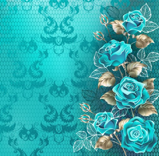 Silk bow with a turquoise rose Royalty Free Vector Image
