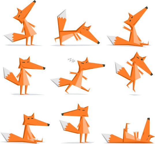 Cartoon fox in yoga poses healthy gymnastics Vector Image