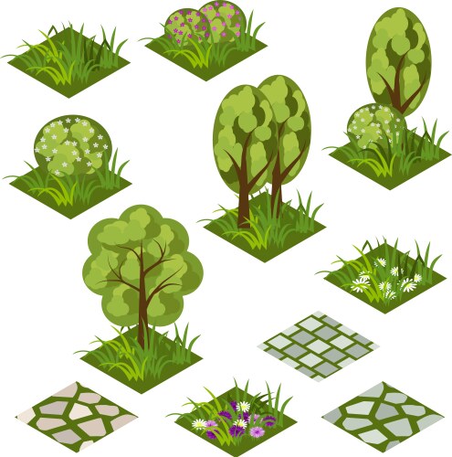 Grass and soil layers isometric Royalty Free Vector Image