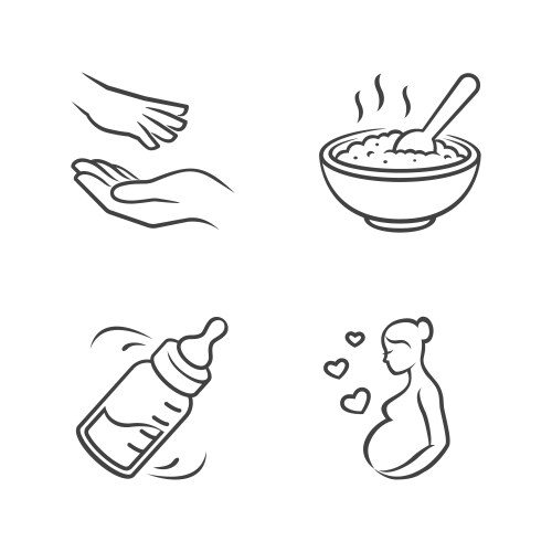 Two hands holding a newborn baby outline hand Vector Image