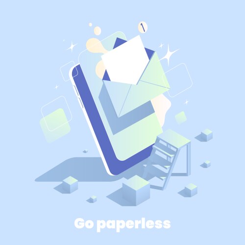 Go paperless isometric concept Royalty Free Vector Image