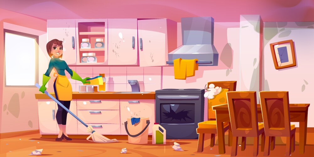 Stylized kitchen interior for animation and design