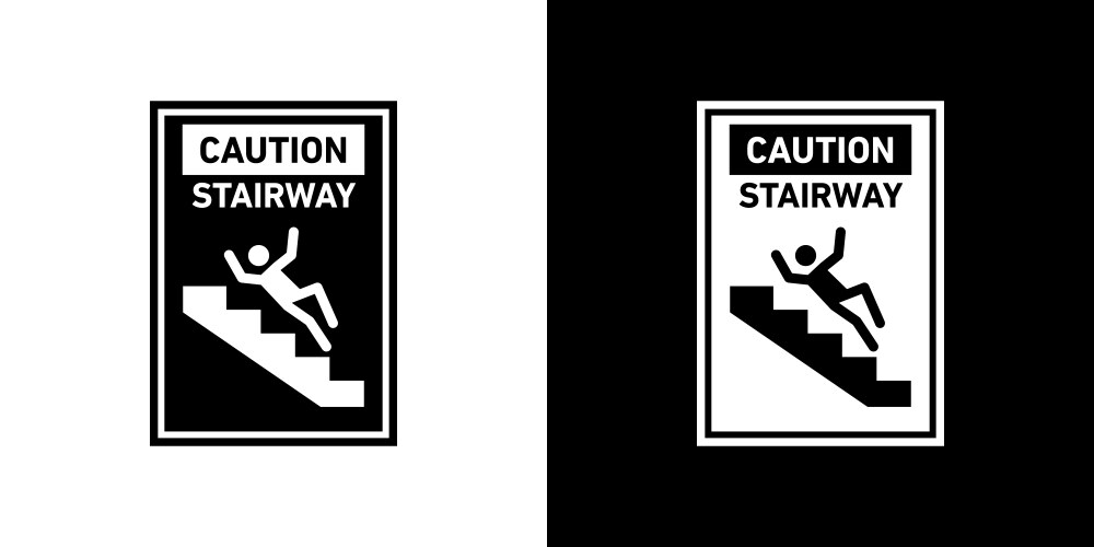 Caution stairway sign icon set notice for stair Vector Image