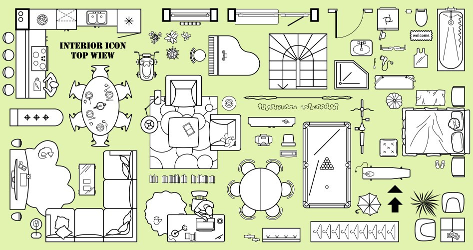 Icons furniture floor plan Vector Images & Graphics for Commercial Use ...