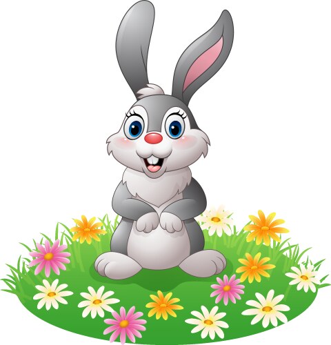 Cartoon rabbit on the grass Royalty Free Vector Image