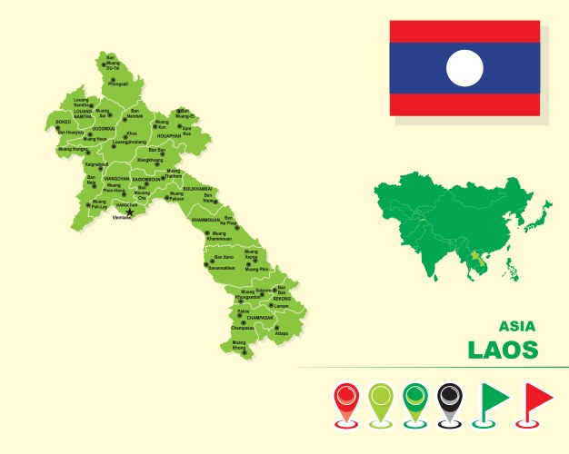 Laos map Royalty Free Vector Image - VectorStock