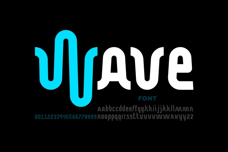 Radio wave style font alphabet letters and numbers