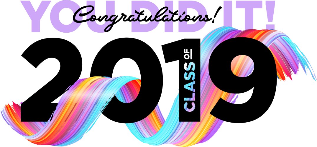Congratulations graduates emblem design Royalty Free Vector
