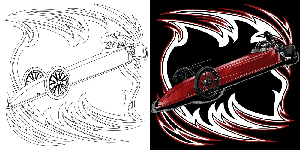 Red drag racing car with black strip Royalty Free Vector