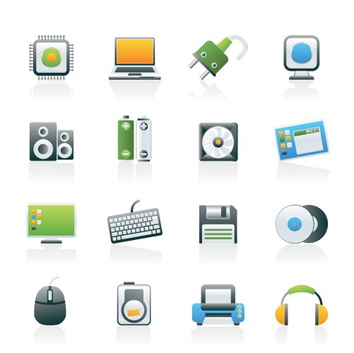 Computer parts network component accessories Vector Image