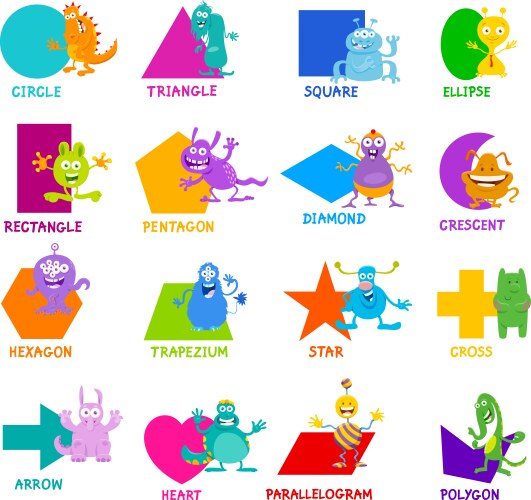 Cartoon basic geometric shapes characters Vector Image