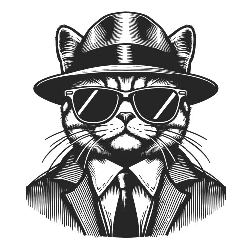 Mafia cat suit sketch Royalty Free Vector Image