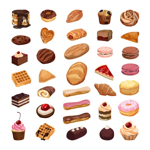 Baking bread icons set Royalty Free Vector Image
