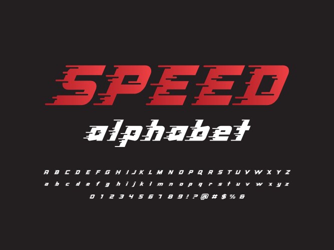 Speed letters set red race font italic bold Vector Image