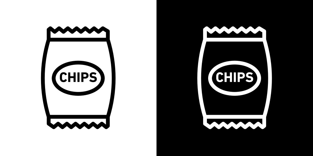 Potato chips icon set crisp bag snack symbol Vector Image