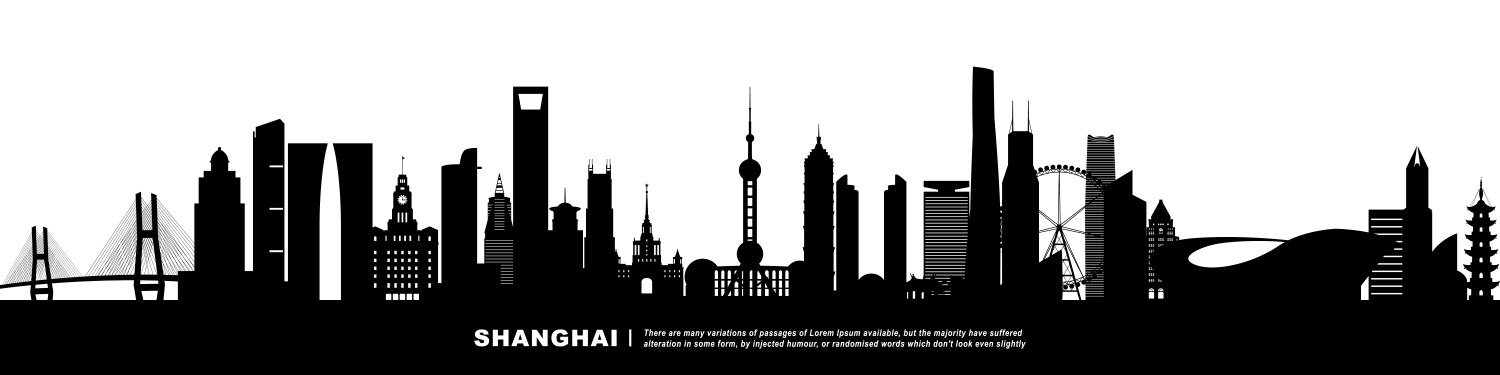 Shanghai skyline silhouette black city Royalty Free Vector