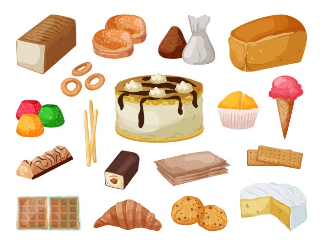 Set of sweets Royalty Free Vector Image - VectorStock
