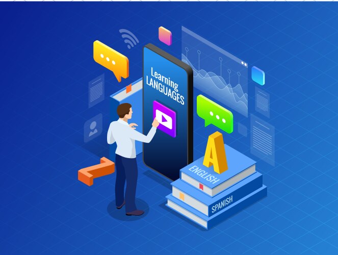 Online language courses Royalty Free Vector Image