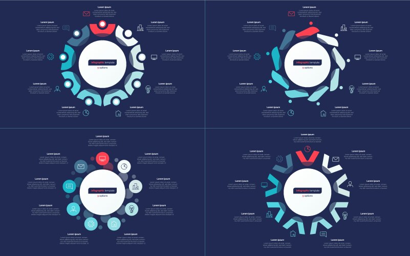 Circle infographic 9 options Royalty Free Vector Image