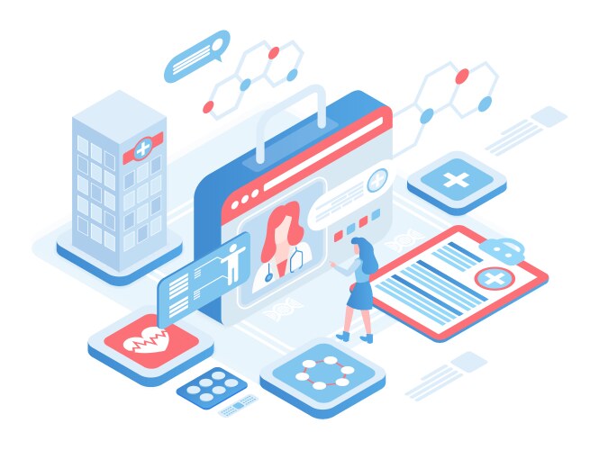 Online banking service isometric Royalty Free Vector Image