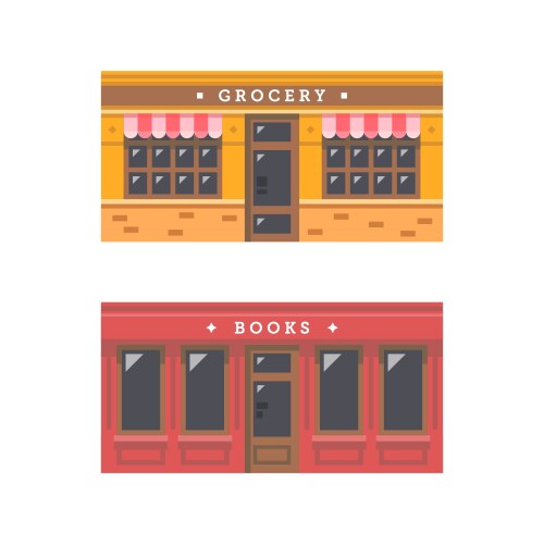 Shops facades set Royalty Free Vector Image - VectorStock