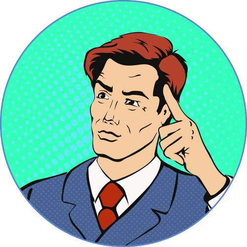 Guy thinking pop art style Royalty Free Vector Image