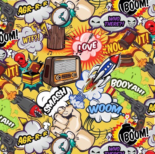 Comic book explosion seamless pattern Royalty Free Vector