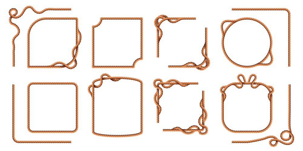 Set of rope or cord frames square circle and Vector Image