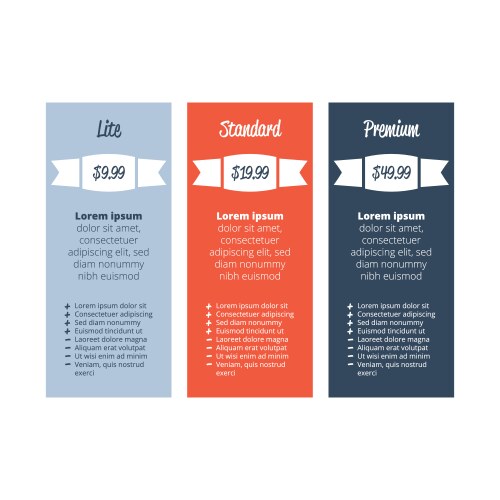 Three tariffs plan Royalty Free Vector Image - VectorStock
