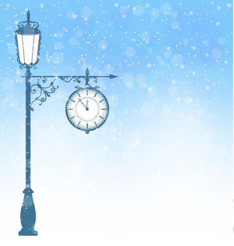 Vintage black lamppost with clock isolated Vector Image