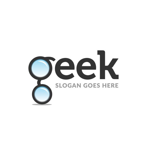 Brain head geek logo Royalty Free Vector Image