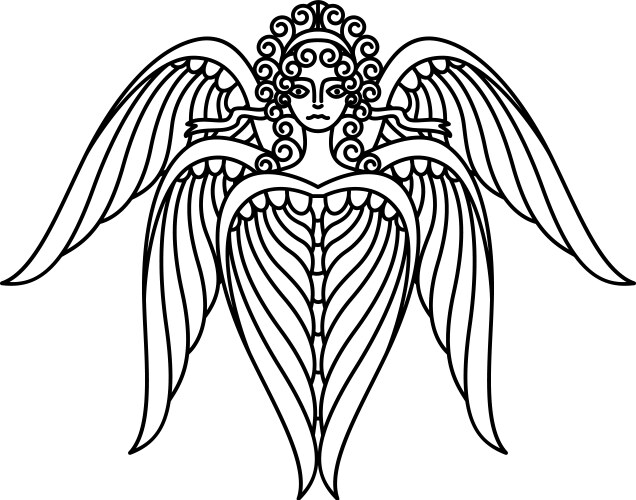 Praying angel tattoo design pretty woman Vector Image