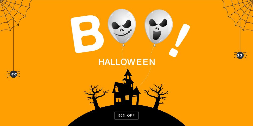 Halloween banner ghost scary spooky air Royalty Free Vector