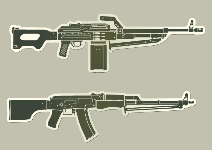 Machine guns sticker Royalty Free Vector Image